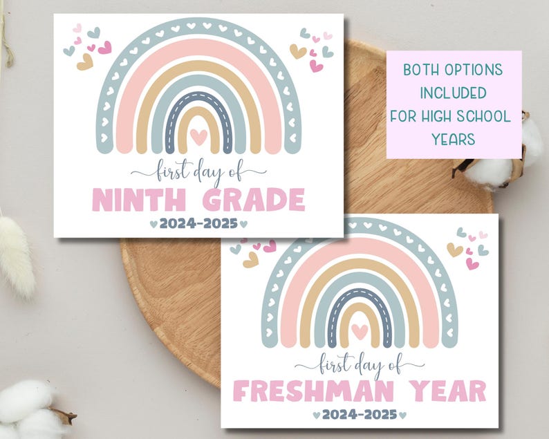 First Day of School Signs ALL GRADES, PRINTABLE, Back to School Sign ...