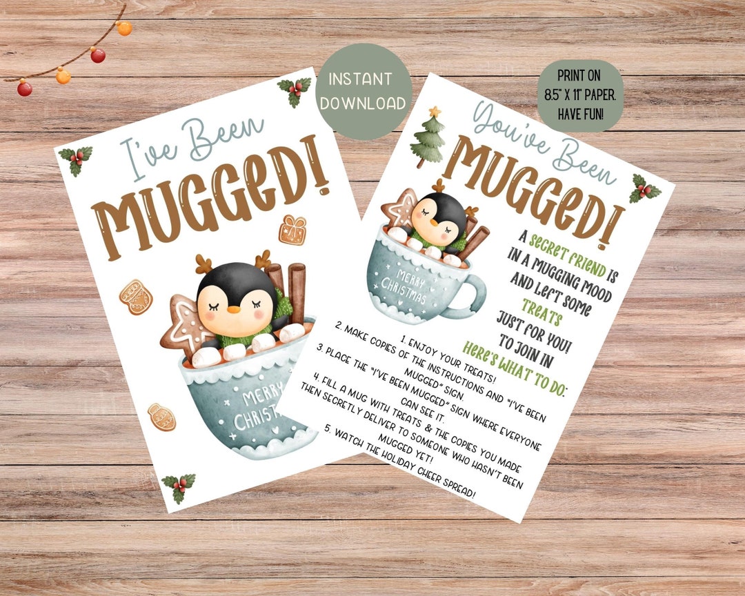 You've Been Mugged Christmas Printable, I've Been Mugged Sign, Instant ...