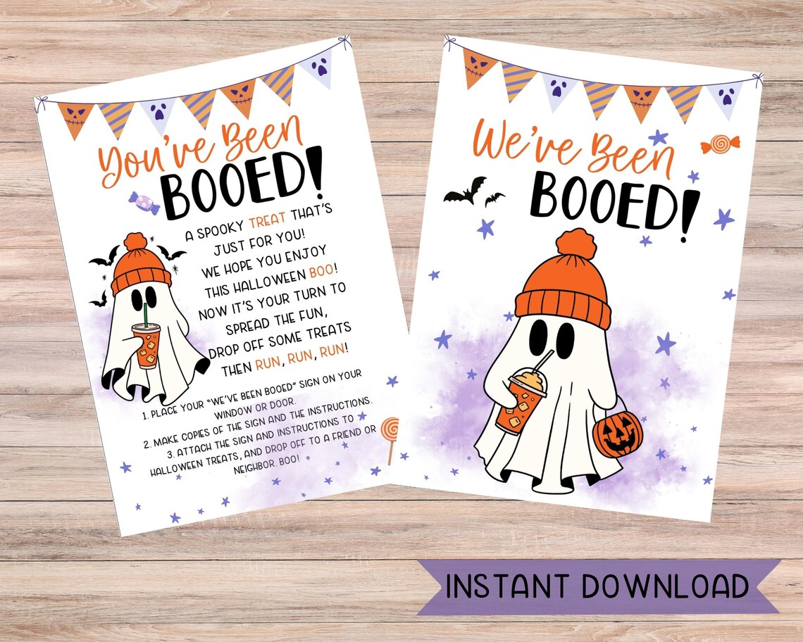 You've Been Booed Printable Sign, Ghost Coffee Trick or Treat, We've ...