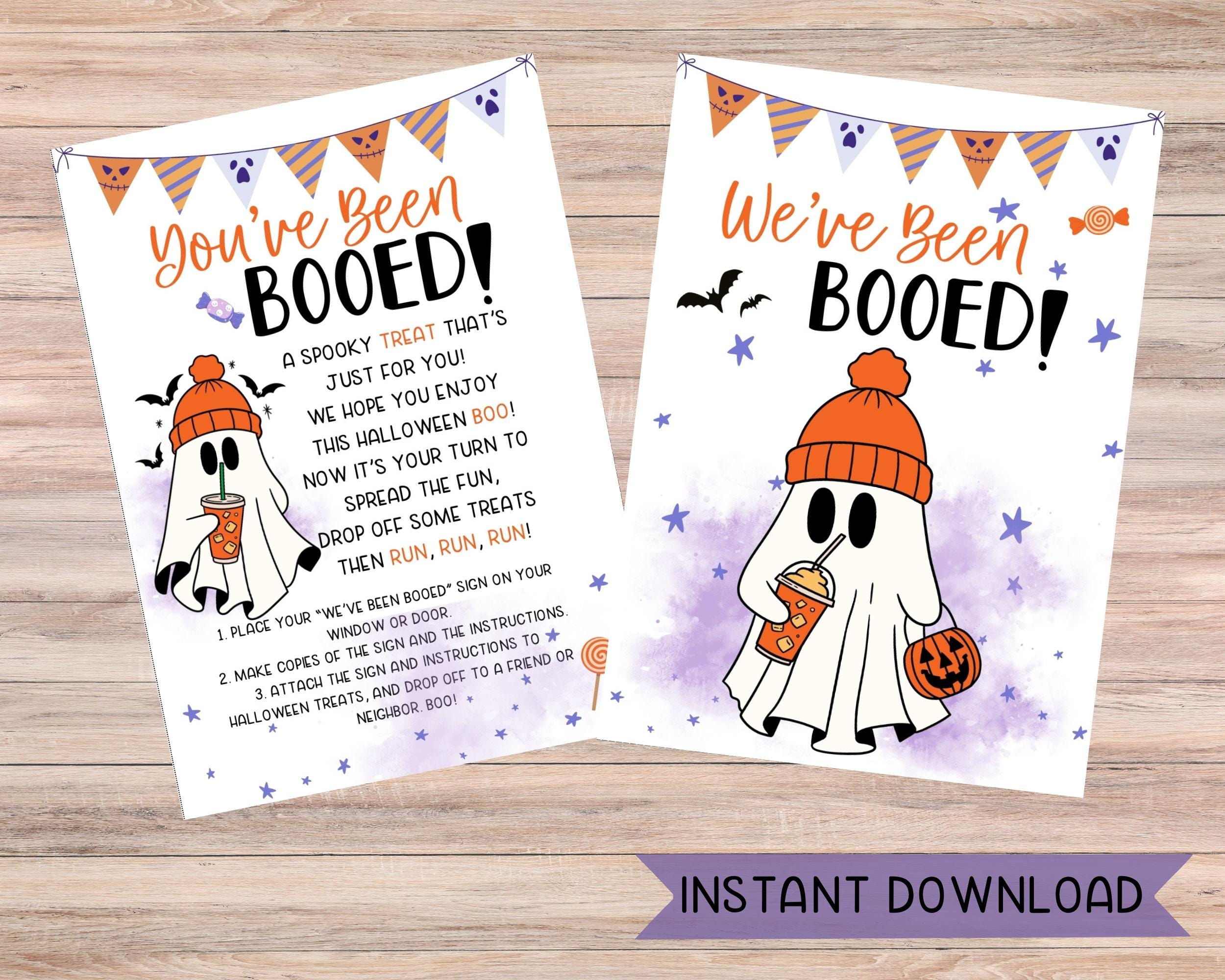You've Been Booed Printable Sign, Ghost Coffee Trick or Treat, We've ...