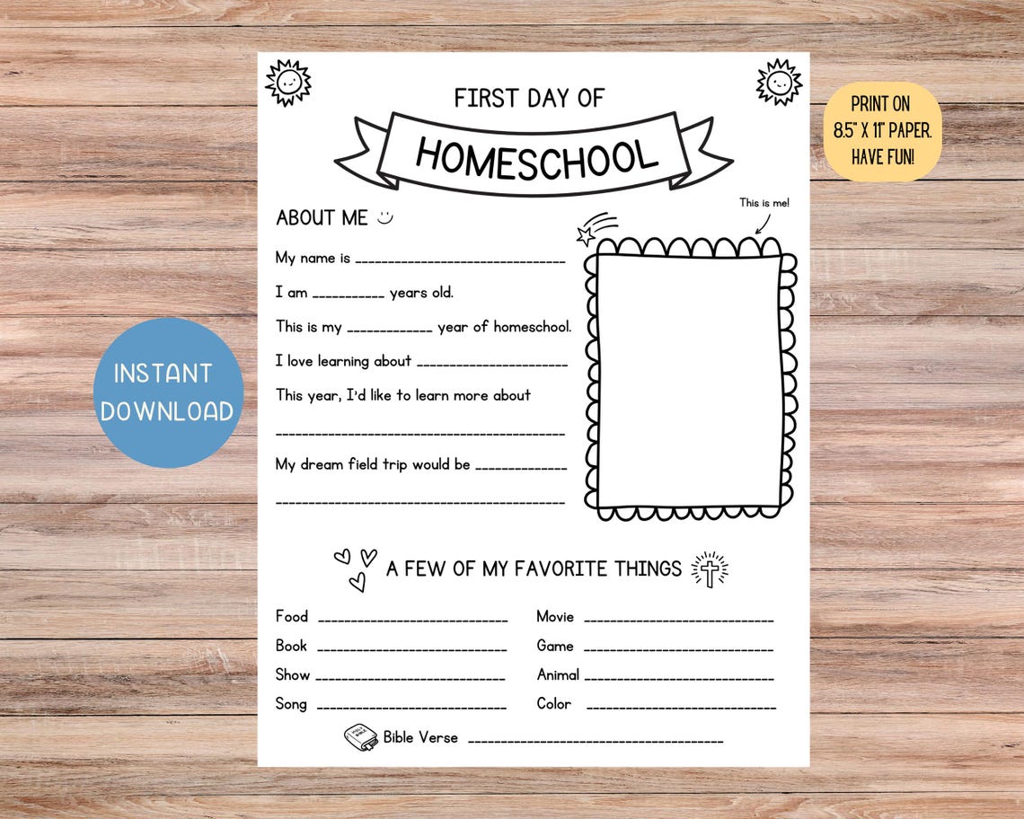 CHRISTIAN First Day of Homeschool Interview Printable, Back to School ...