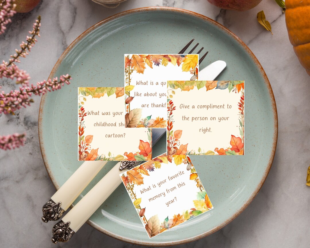 Thanksgiving Printable Conversation Starters, Friendsgiving Icebreaker ...