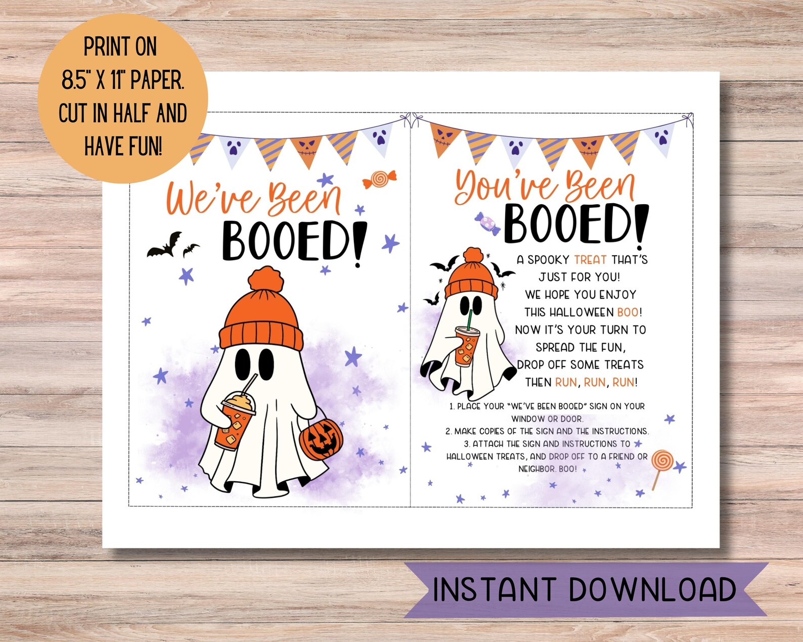 You've Been Booed Printable Sign, Ghost Coffee Trick or Treat, We've ...