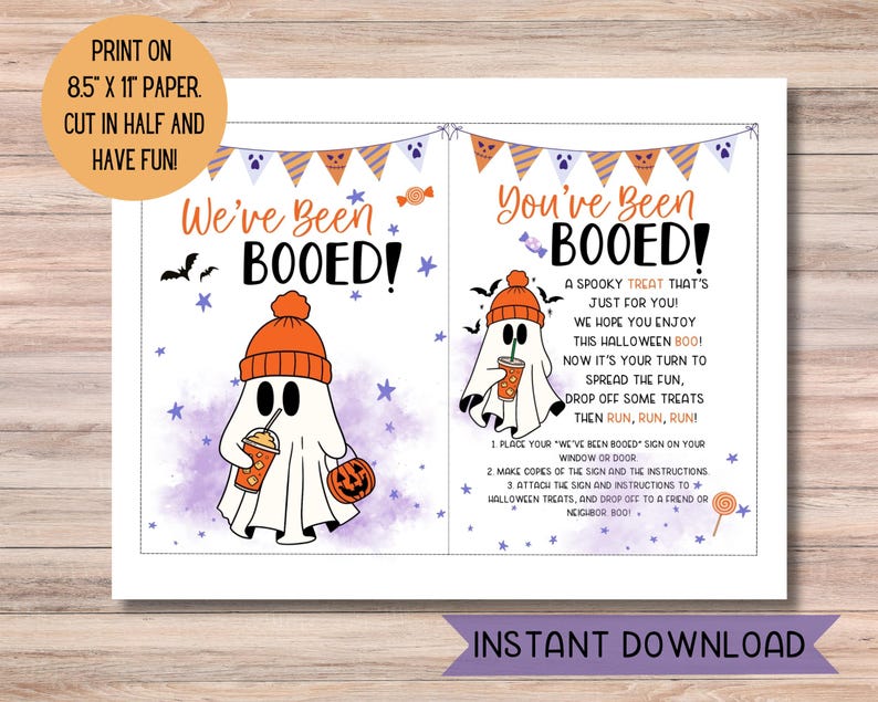 You've Been Booed Printable Sign, Ghost Coffee Trick or Treat, We've ...