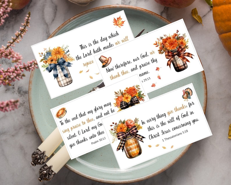 Thanksgiving Fall Printable Scripture Cards, KJV Bible Verse Place ...