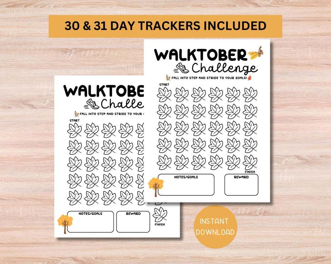 WALKTOBER Walking Challenge Printable, October 30 & 31 Day Fitness ...