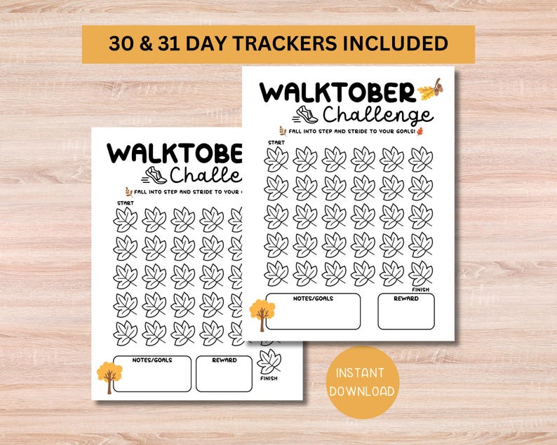 WALKTOBER Walking Challenge Printable, October 30 & 31 Day Fitness ...