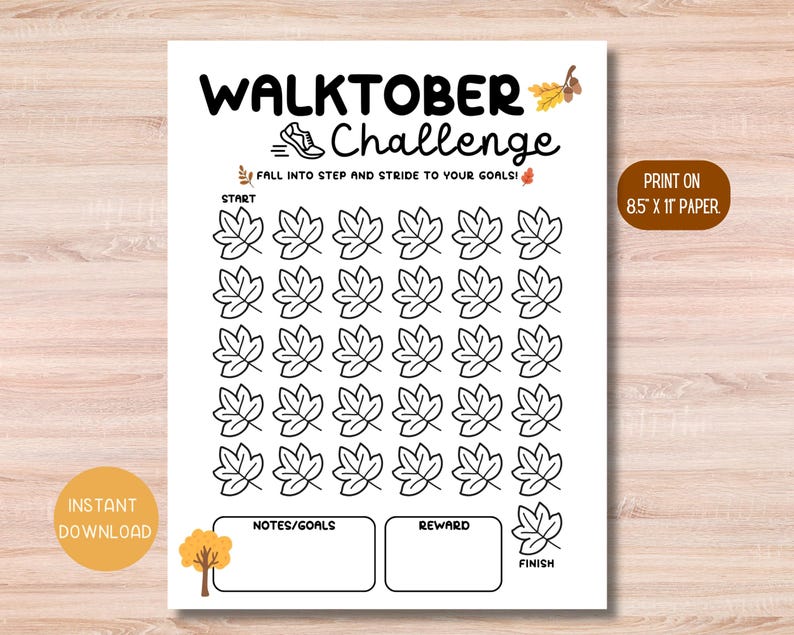 WALKTOBER Walking Challenge Printable, October 30 & 31 Day Fitness ...