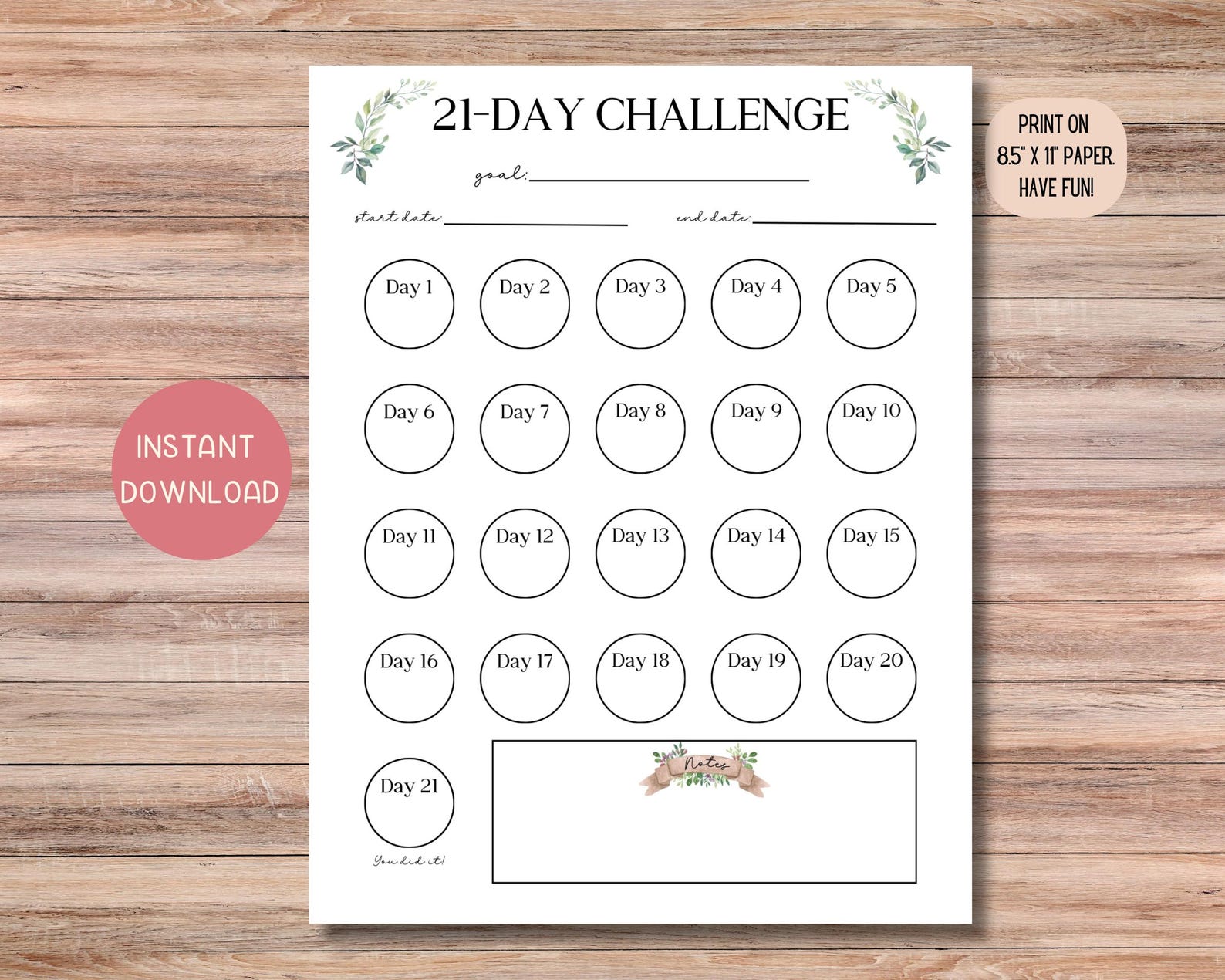21 Day Challenge Habit Tracker Printable, Healthy Routines & Habits ...