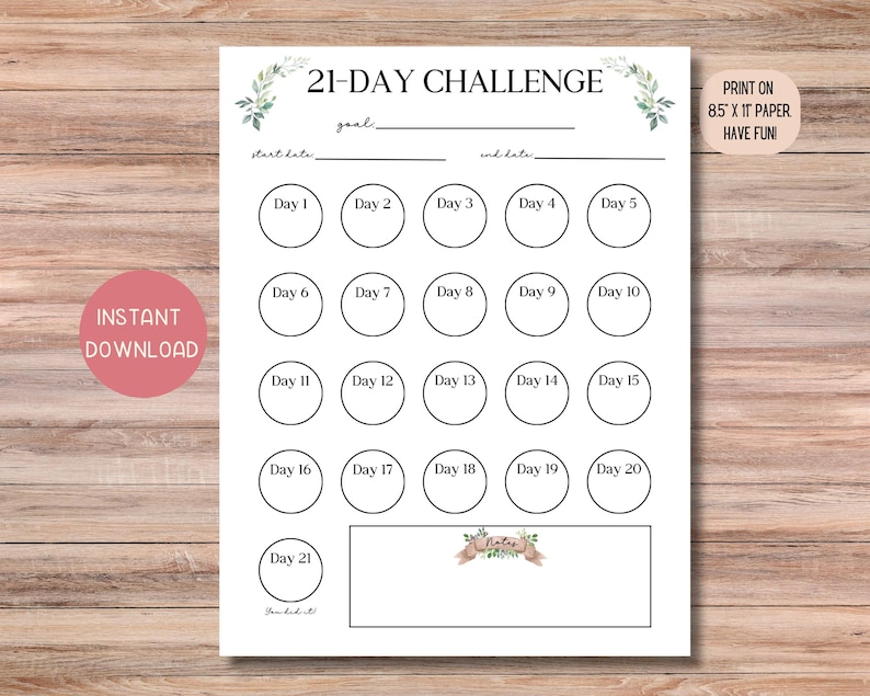 21 Day Challenge Habit Tracker Printable, Healthy Routines & Habits ...