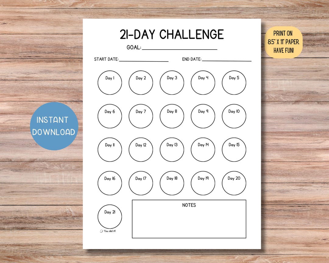 21 Day Challenge Habit Tracker Printable, Healthy Routines & Habits ...