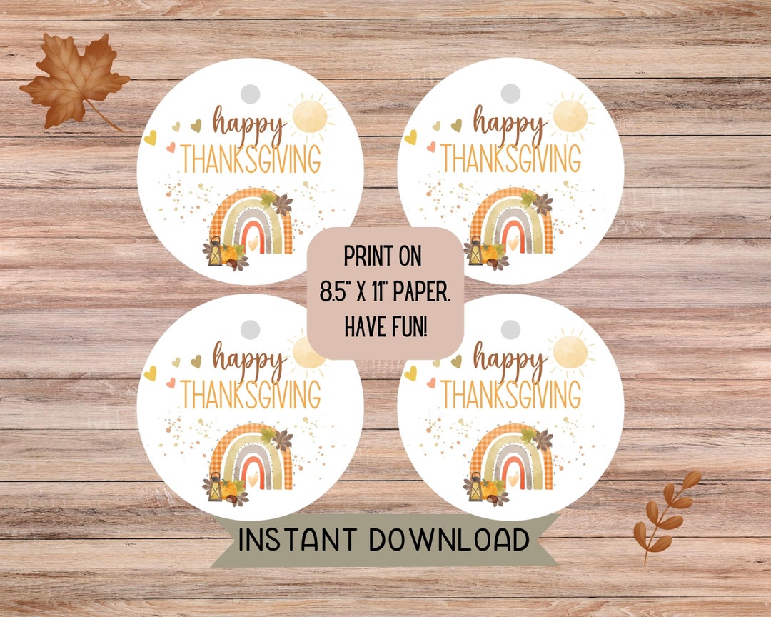 Printable Happy Thanksgiving Rainbow Favor Treat Tags, Gift Favor Tag ...