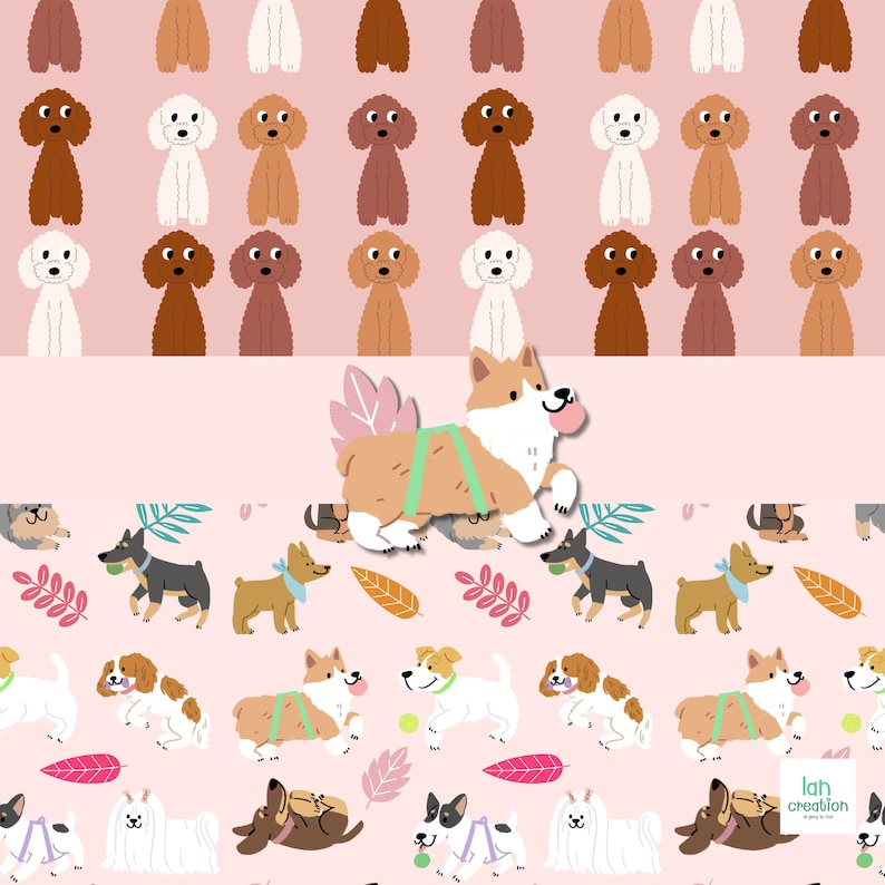 Dog Seamless Digital Paper Puppy Fabric Print, Scrapbook (PNG Files) - Etsy