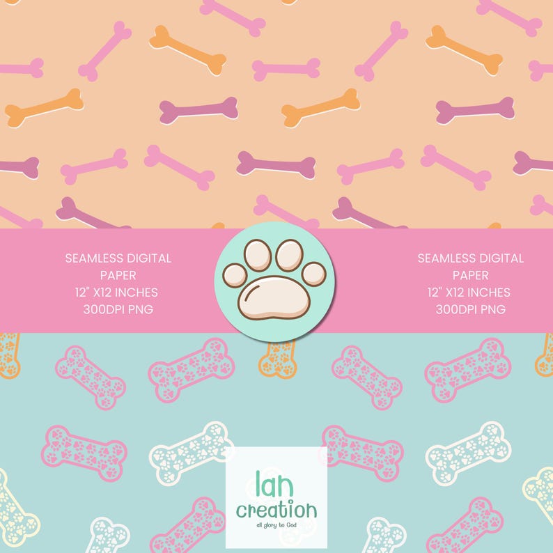 PASTEL PUPPIES Seamless Digital Paper Scrapbook Printable Wallpaper ...