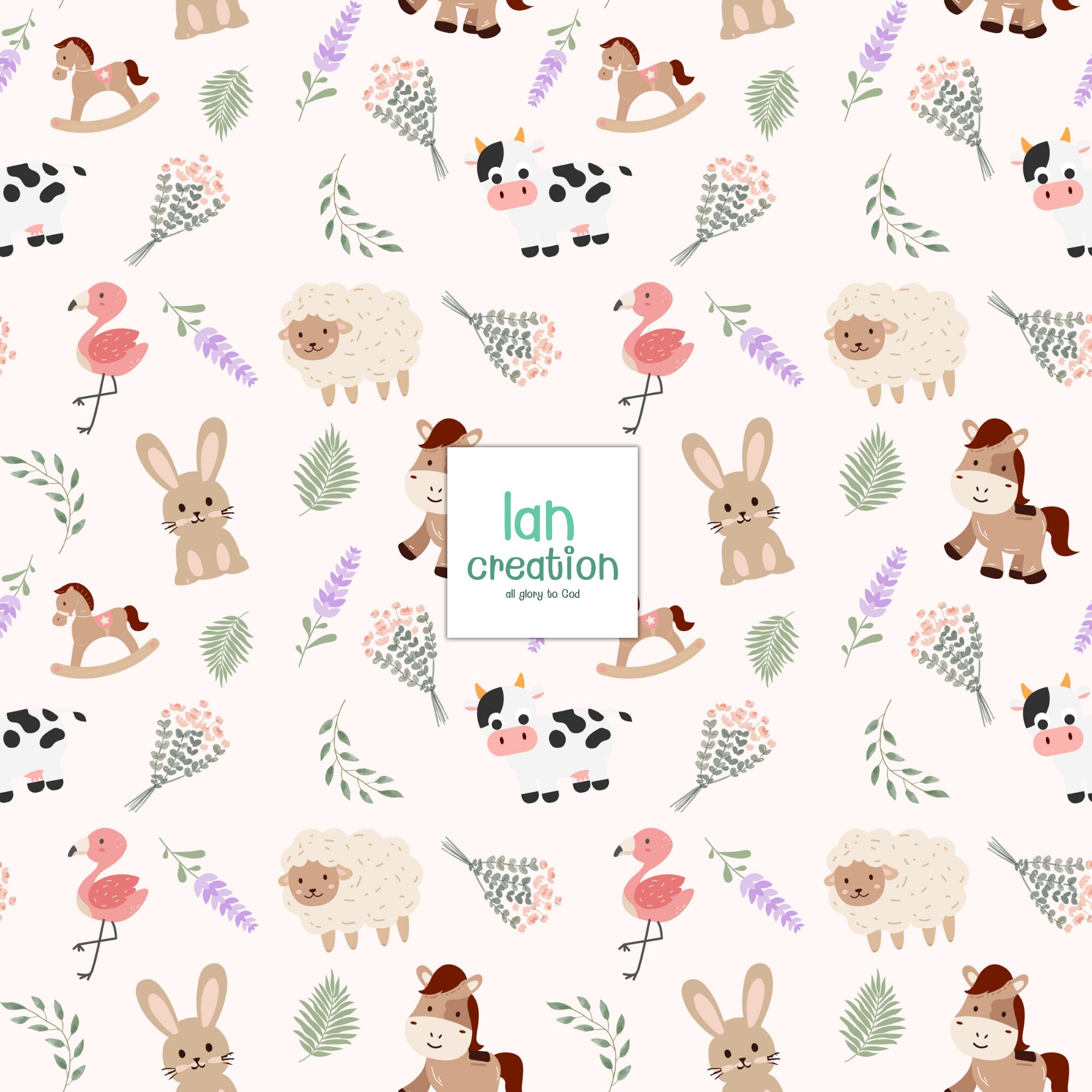 Cute Safari Animals Seamless Digital Papers Jungle Wallpaper Background ...