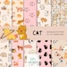 Cute Retro Cat Seamless Digital Paper Scrapbook Paper Cat Printable ...