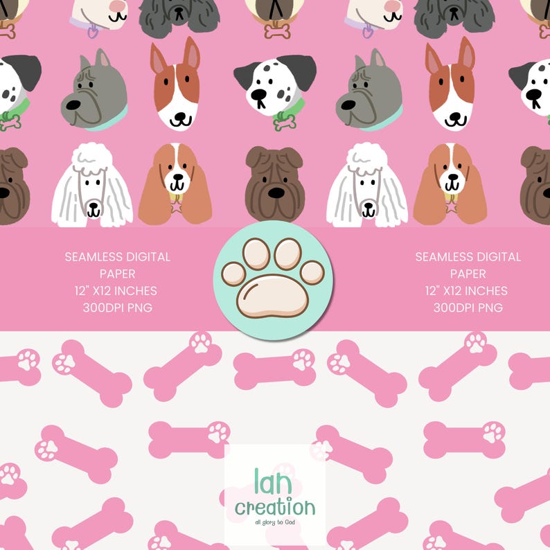 PASTEL PUPPIES Seamless Digital Paper Scrapbook Printable Wallpaper ...