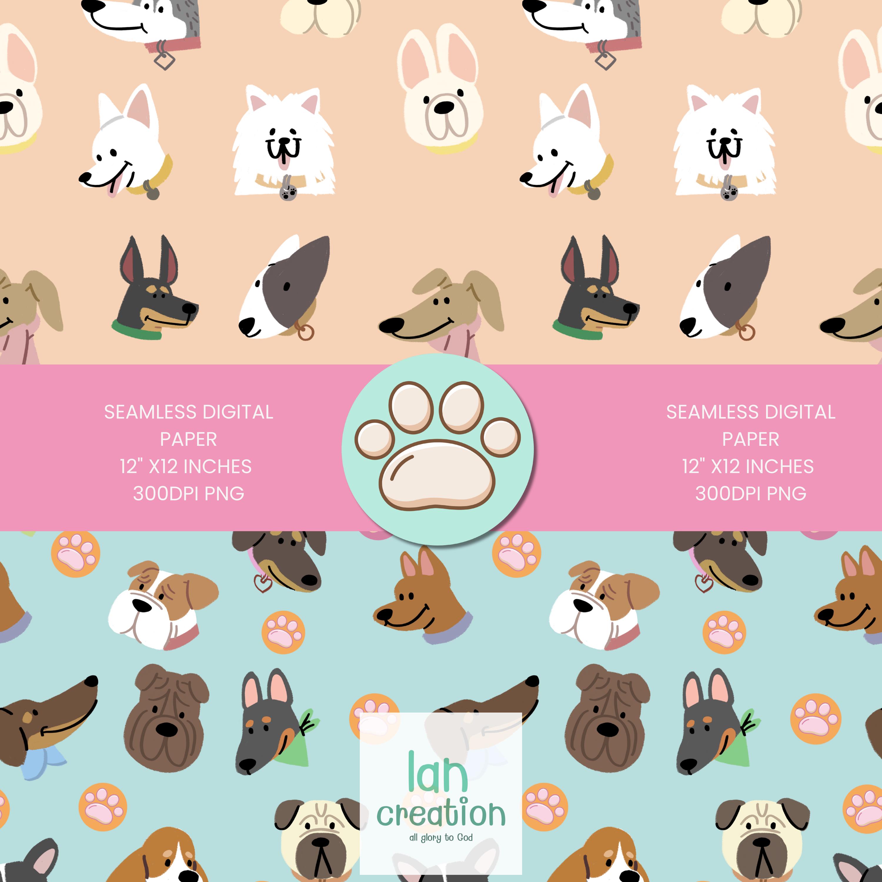 PASTEL PUPPIES Seamless Digital Paper Scrapbook Printable Wallpaper ...