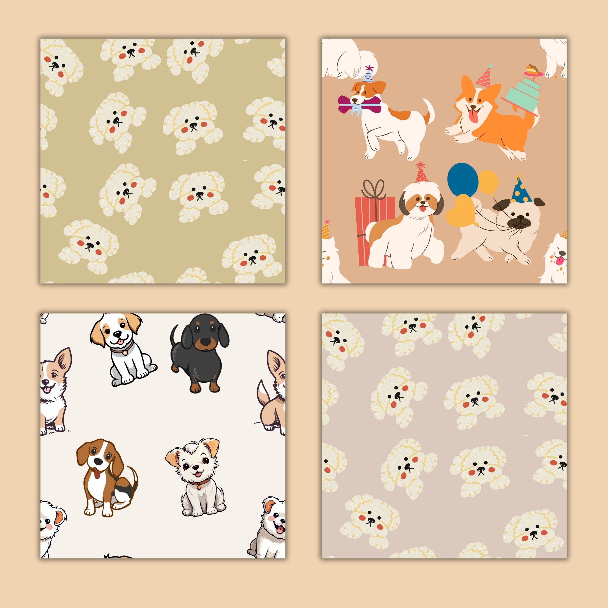 Dog Seamless Pattern Puppy Dog Digital Paper Puppy Scrapbook Printable ...