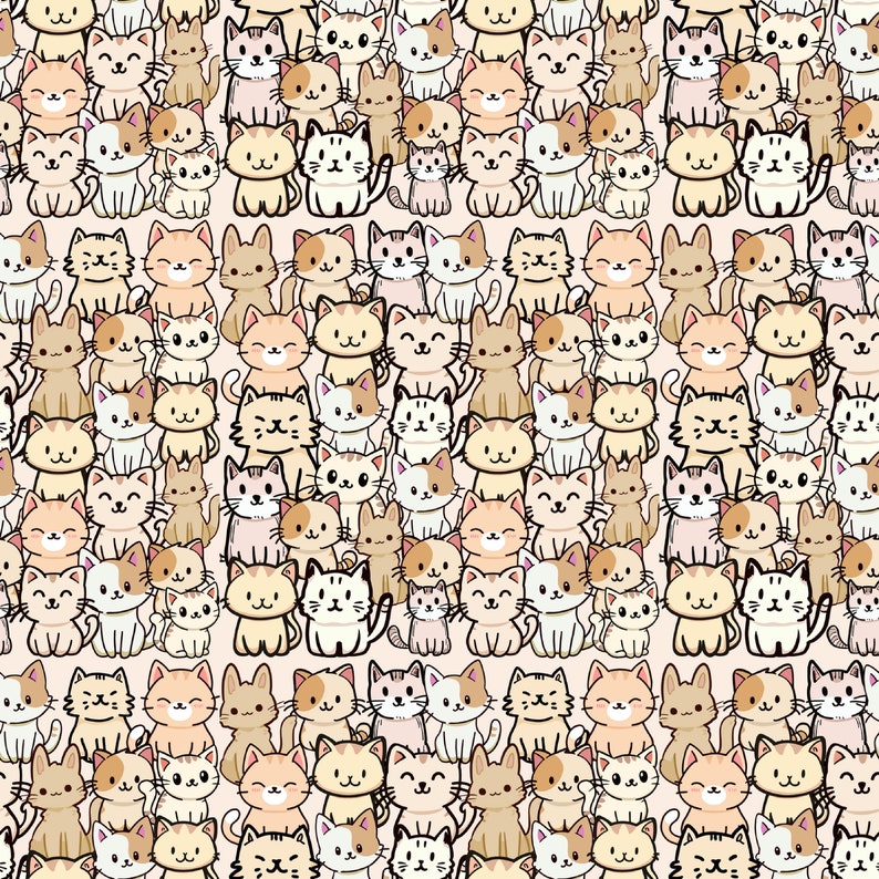 10 Cat Seamless Pattern Pack Digital Paper Wallpaper Cat Scrapbook ...
