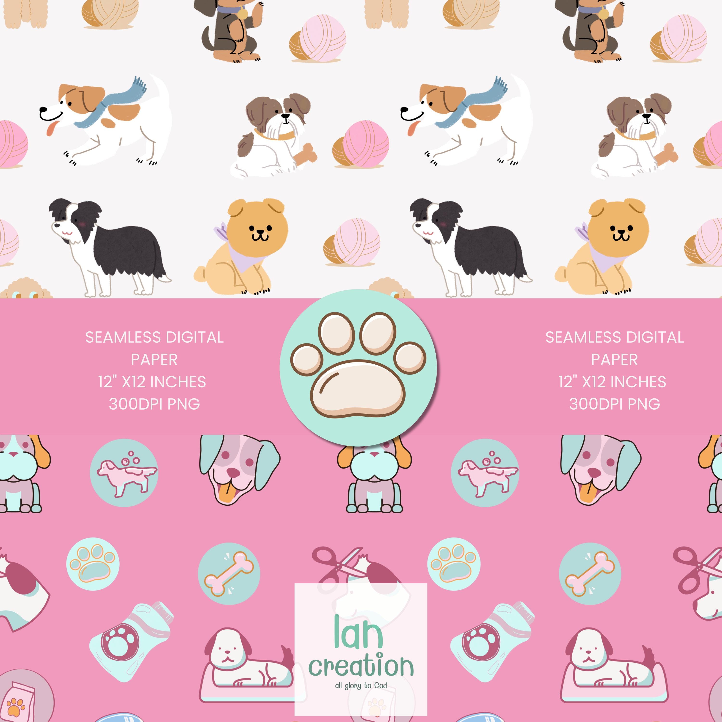 PASTEL PUPPIES Seamless Digital Paper Scrapbook Printable Wallpaper ...
