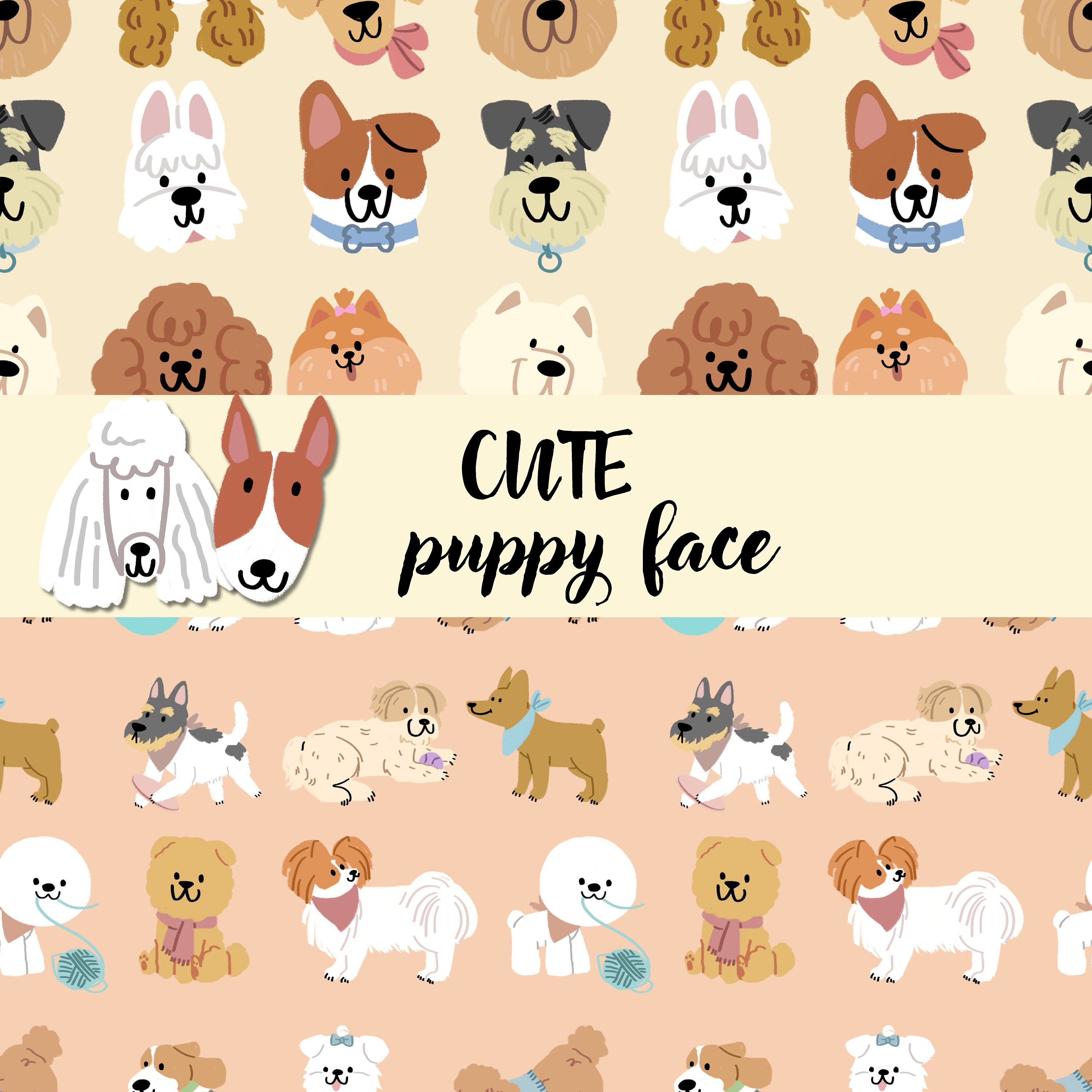 Dog Seamless Digital Paper Dog Face Seamless Pattern Animal Printable ...