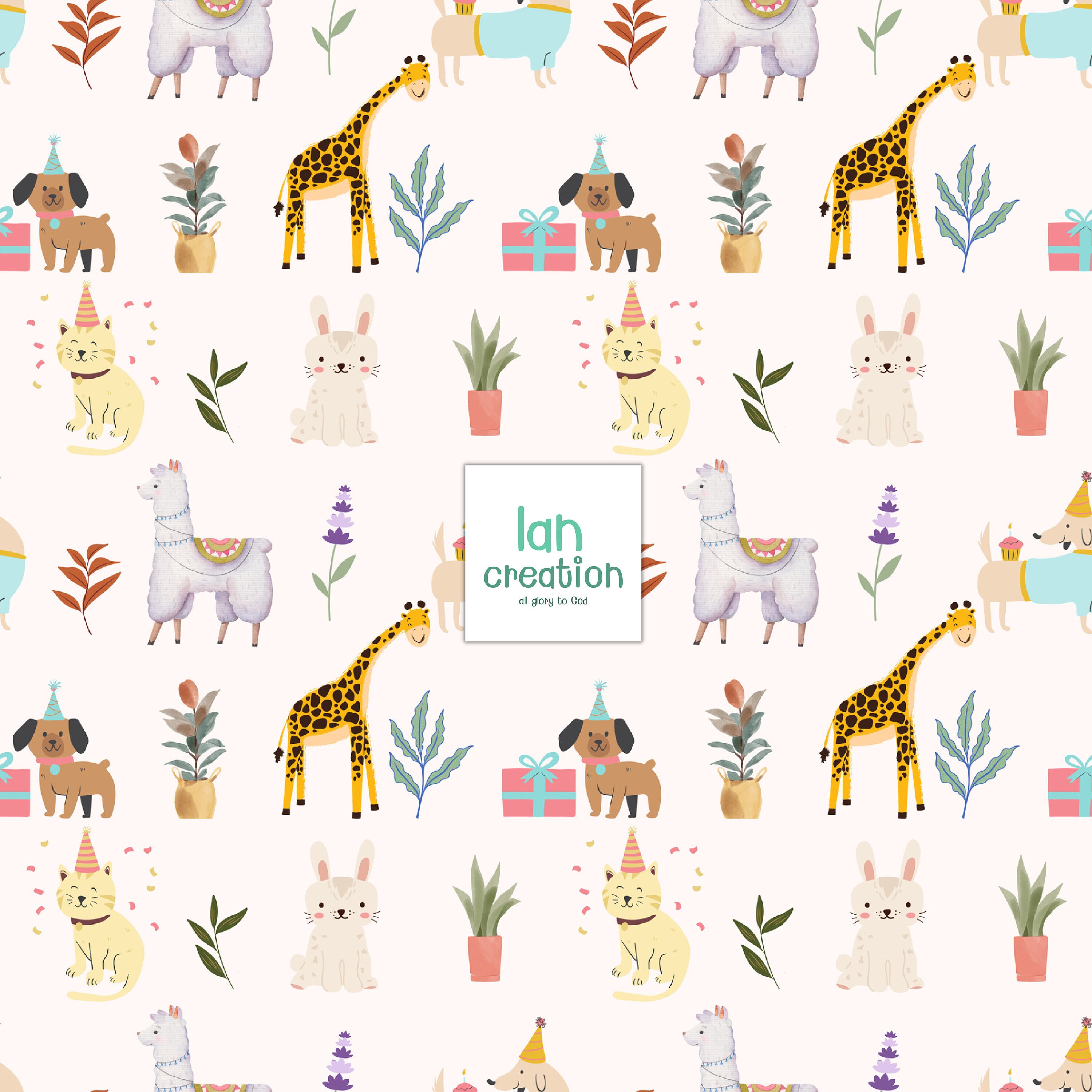 Cute Safari Animals Seamless Digital Papers Jungle Wallpaper Background ...