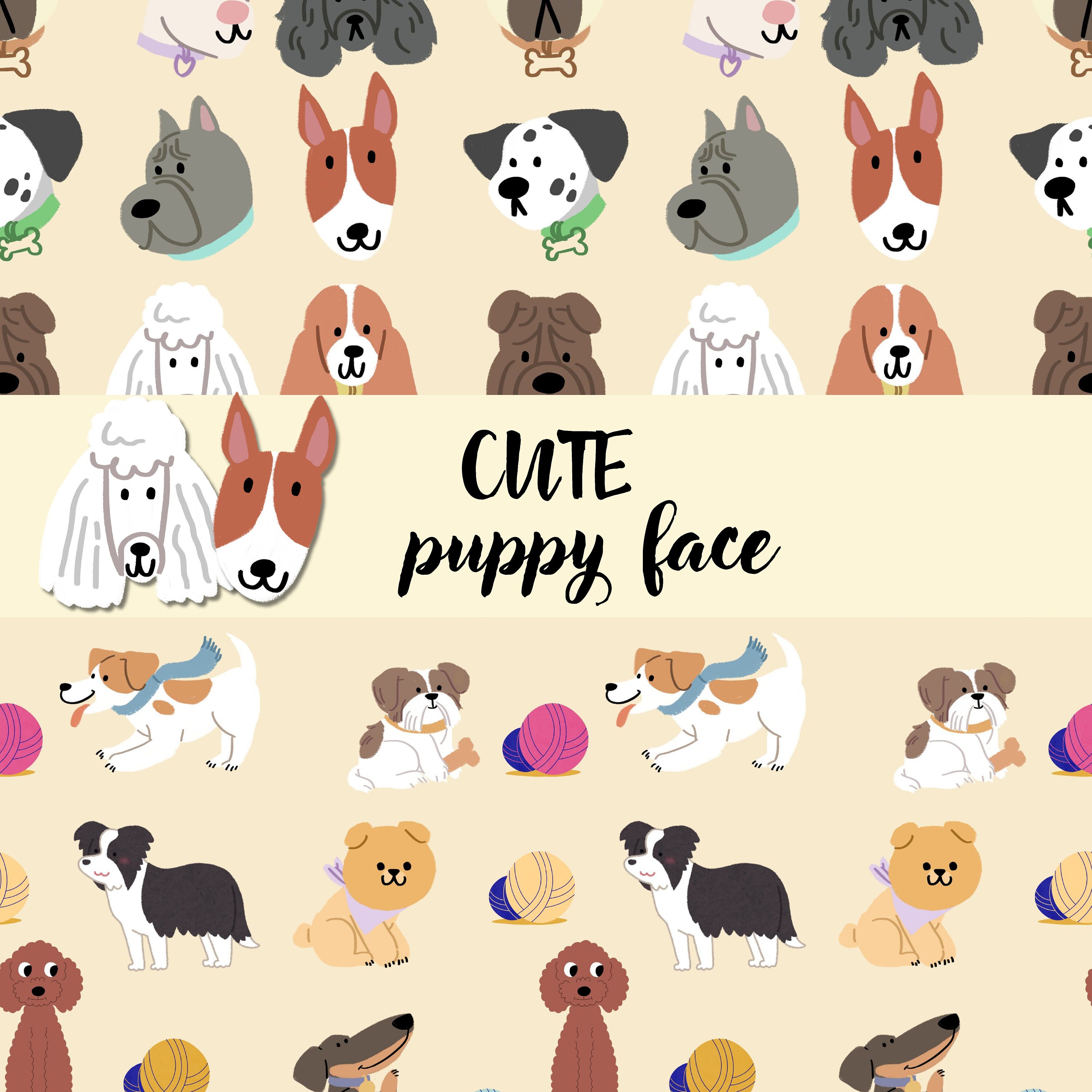 Dog Seamless Digital Paper Dog Face Seamless Pattern Animal Printable ...