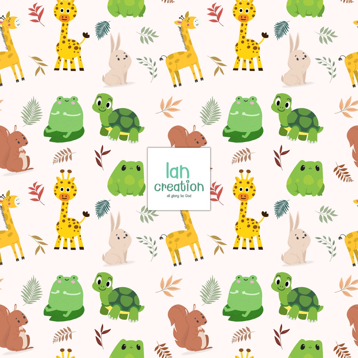 Cute Safari Animals Seamless Digital Papers Jungle Wallpaper Background ...