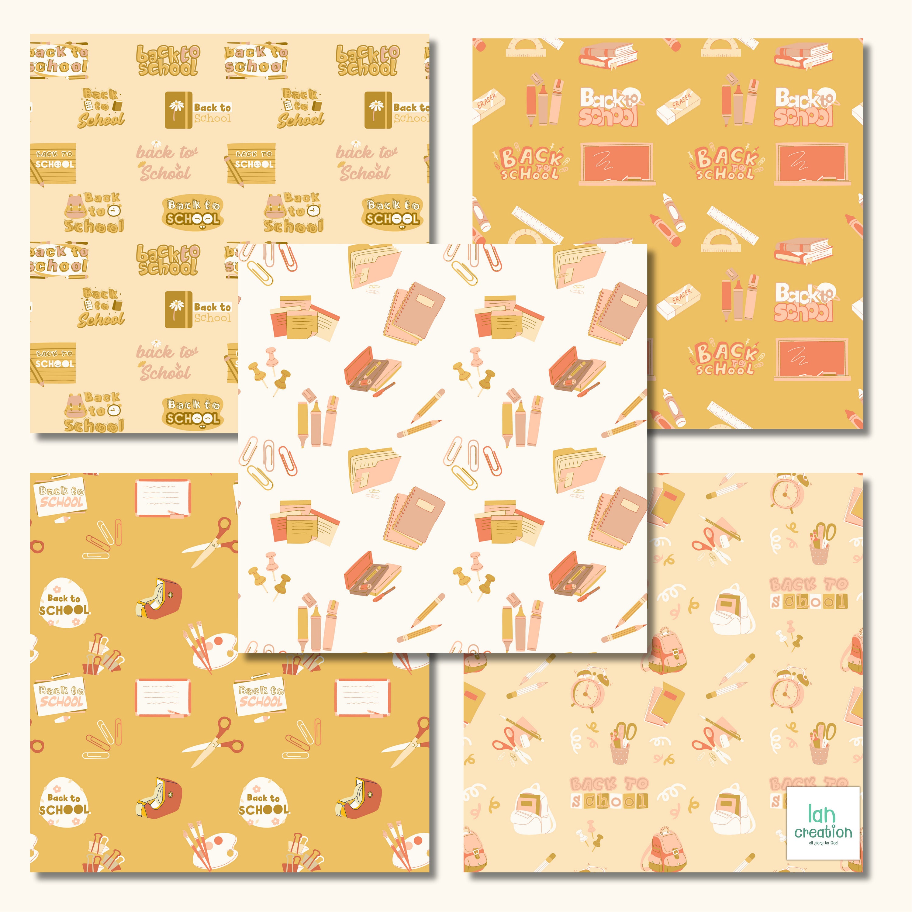 Retro Back to School Seamless Pattern School Background Digital Paper ...