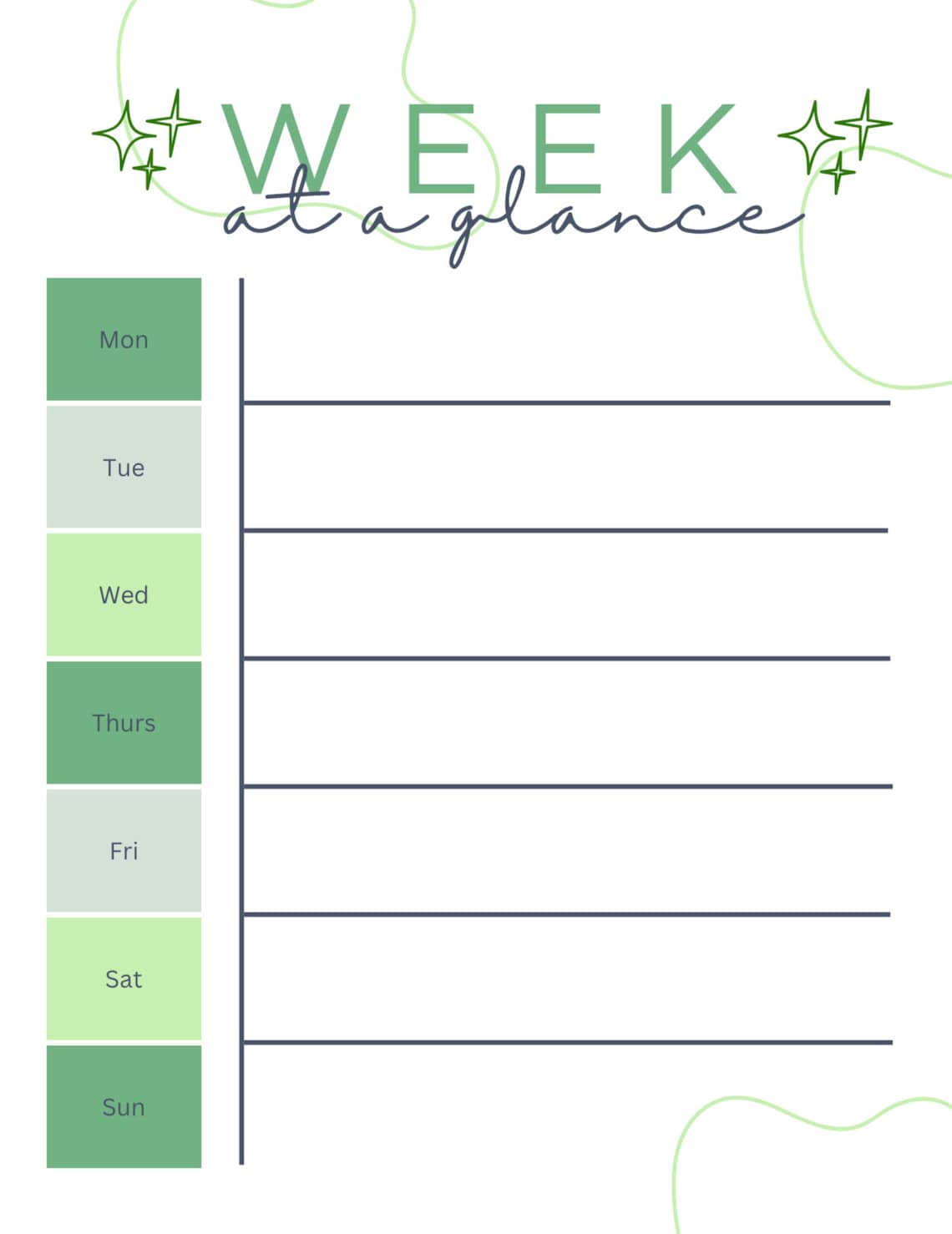 Weekly Planner, Digital Planner, Weekly Calendar, Digital Calendar - Etsy