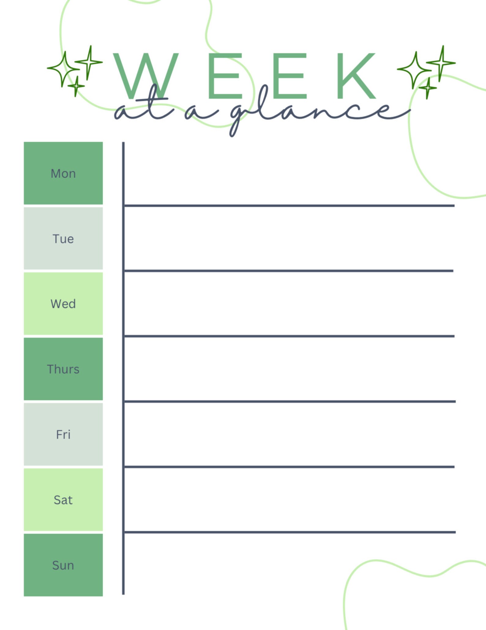 Weekly Planner, Digital Planner, Weekly Calendar, Digital Calendar - Etsy