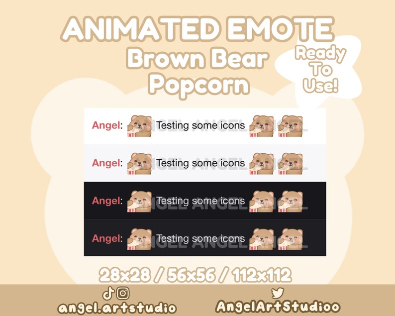 Animated Brown Bear Eating Popcorn Emote for Twitch, Discord, Youtube ...