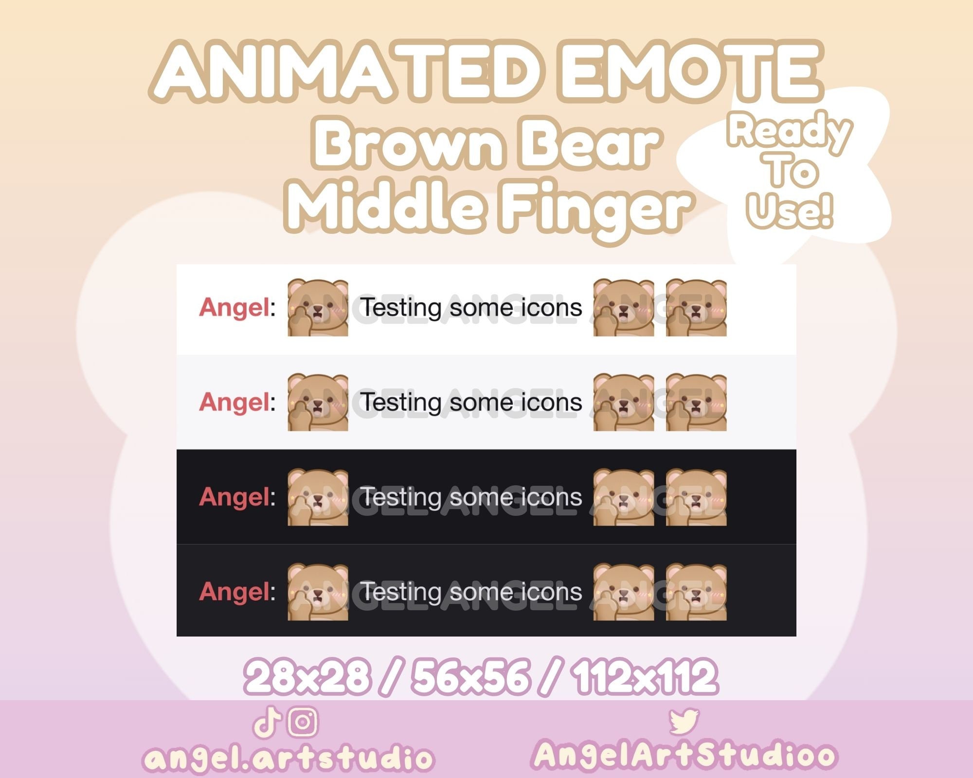 Animated Brown Bear Middle Finger Emote and Alert for Twitch, Discord ...
