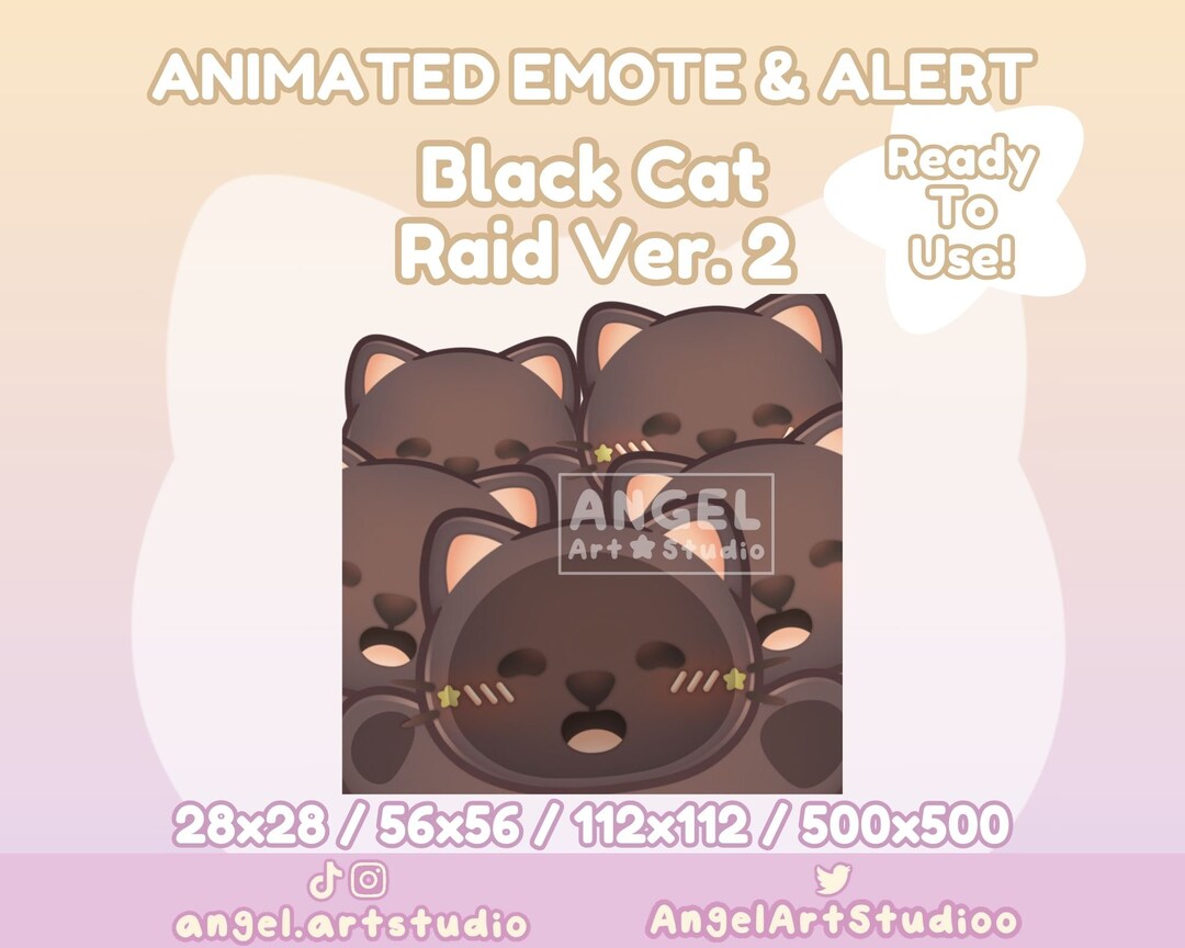 Animated Black Cat Raid Version 2 Emote and Alert for Twitch, Discord ...