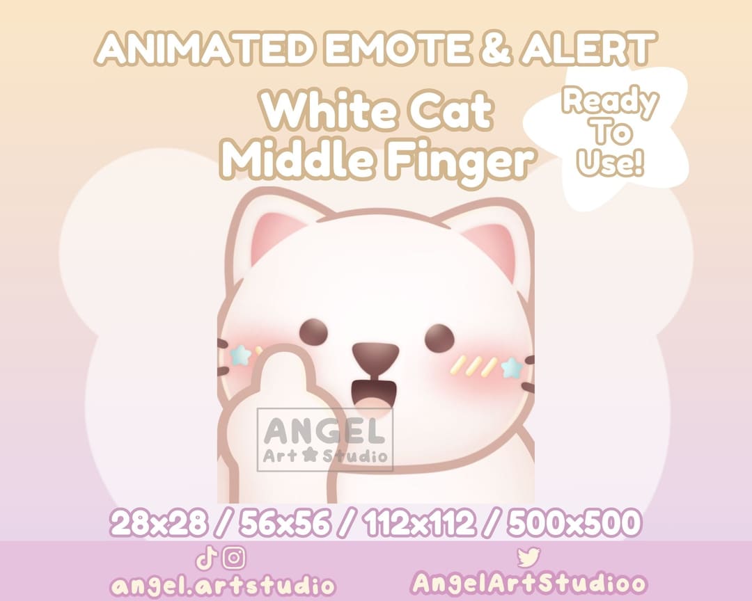Animated White Cat Middle Finger Flipping the Bird Flip off Funny Meme ...