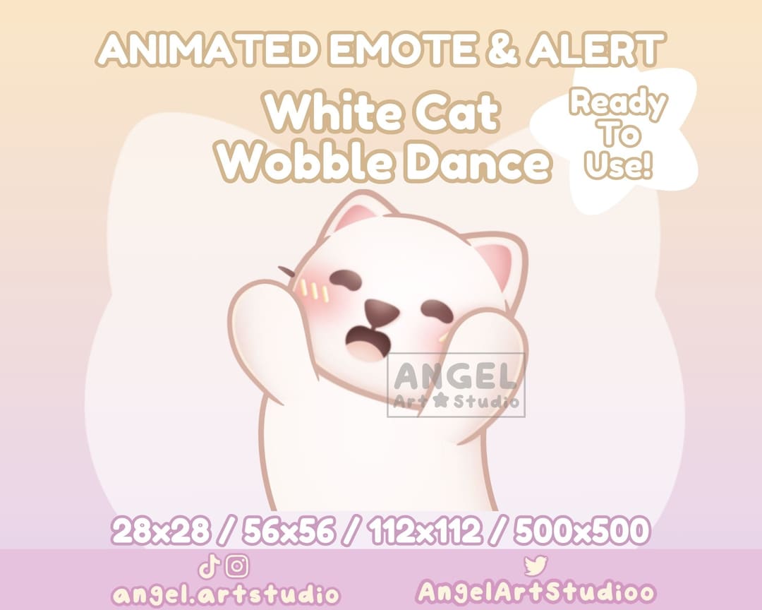 Animated White Cat Funny Wobble Dance | Wiggle Emote and Alert for ...