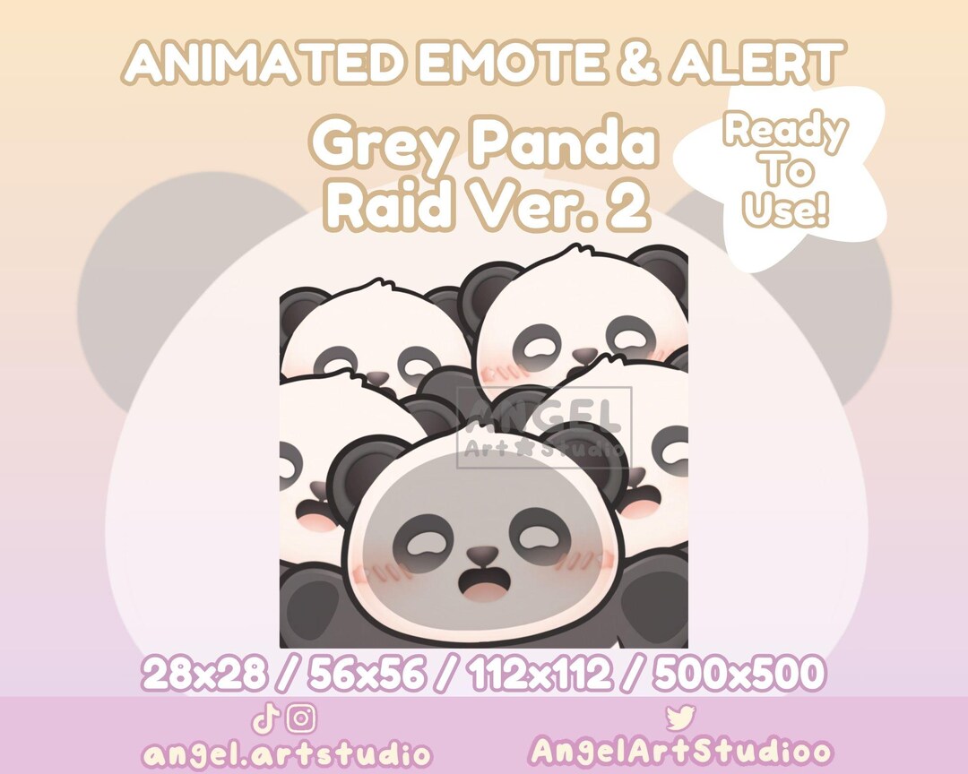 Animated Grey Panda Bear Raid Version 2 | Gray Panda Emote and Alert ...