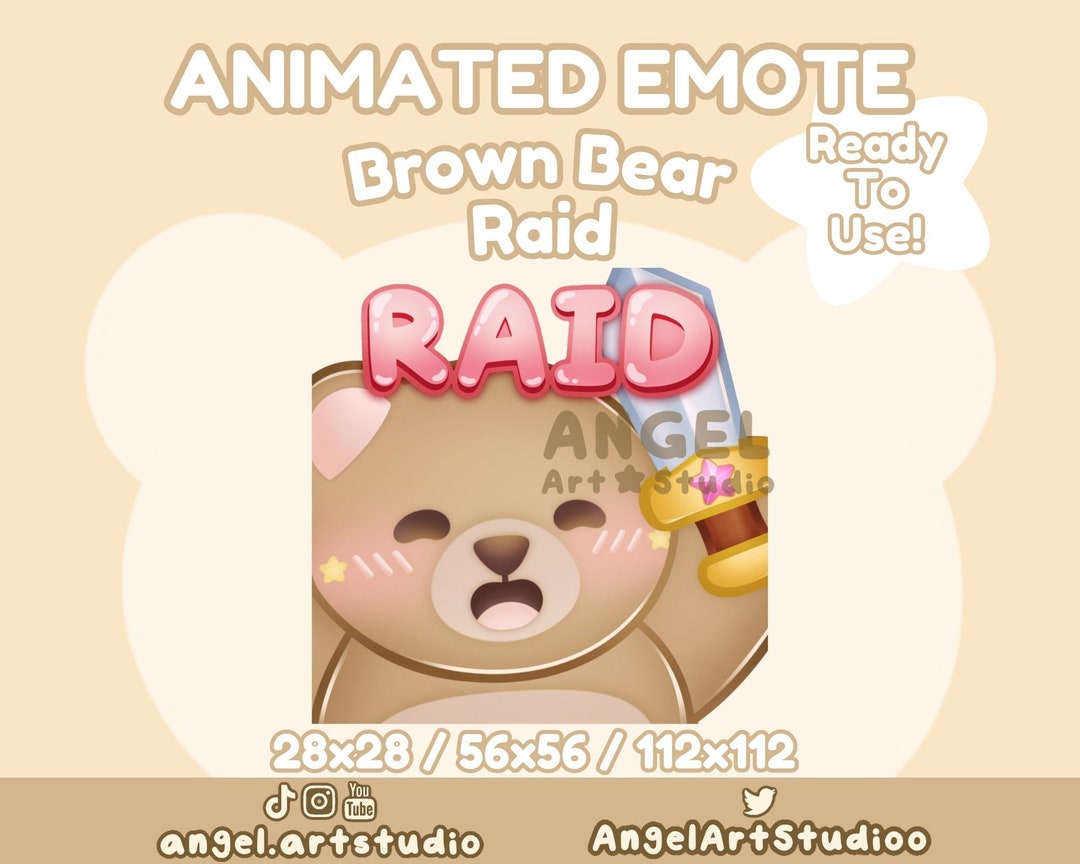 Animated Brown Bear Raid Emote for Twitch, Discord, Youtube - Etsy
