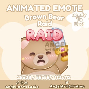 Animated Brown Bear Raid Emote for Twitch, Discord, Youtube - Etsy