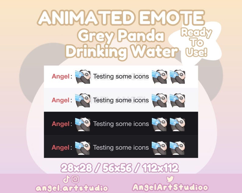 Animated Grey Panda Bear Drinking Water | H20 Emote & Alert for Twitch ...