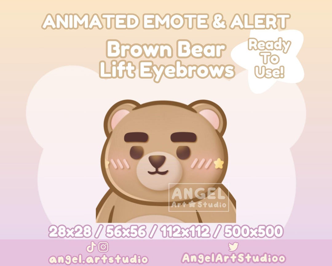 Animated Brown Bear Lifting Thick Eyebrows Rapidly | Wiggling | Raising ...