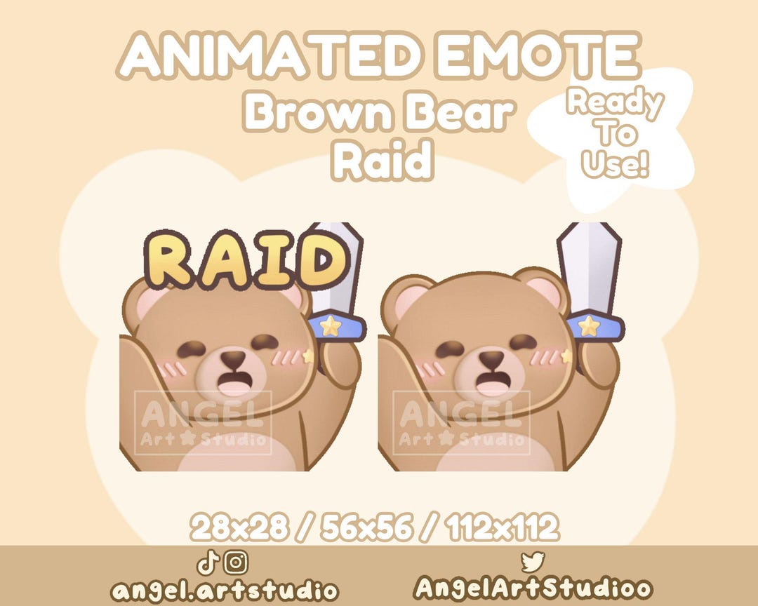 Animated Brown Bear Raid Waving Sword Emote for Twitch, Discord ...