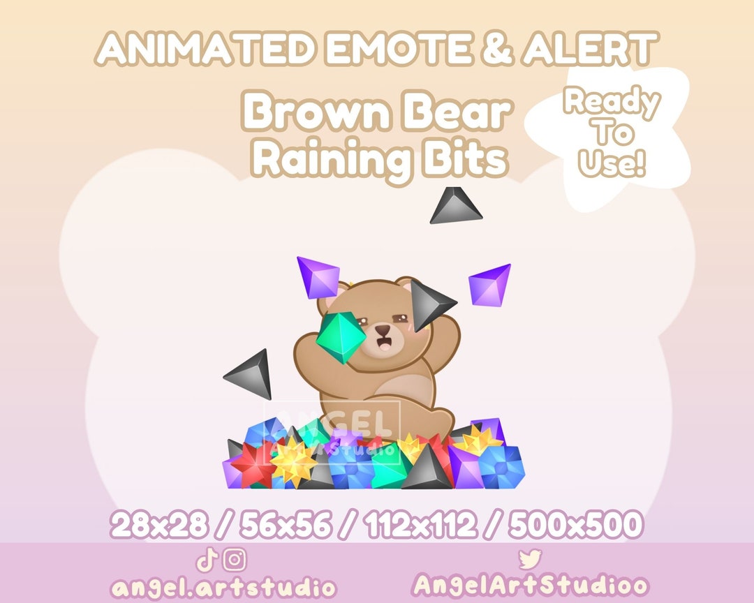 Animated Brown Bear Raining Bits | Falling Rainbow Crystals | Running ...