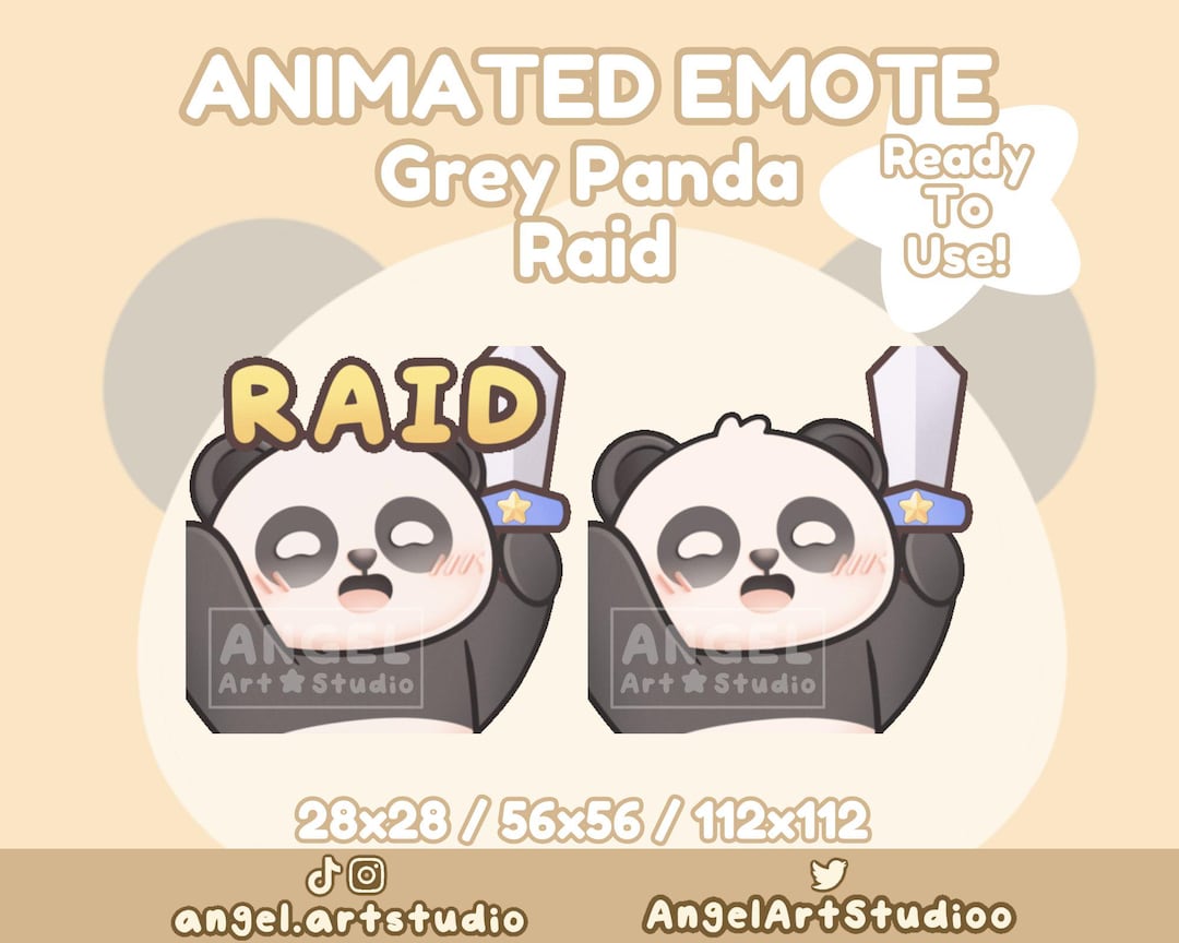 Animated Grey Panda Raid Waving Sword Emote for Twitch, Discord ...