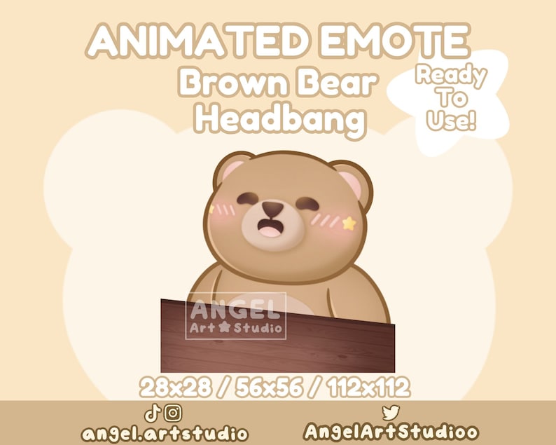 Animated Brown Bear Headbang | Face Slam Emote for Twitch, Discord ...