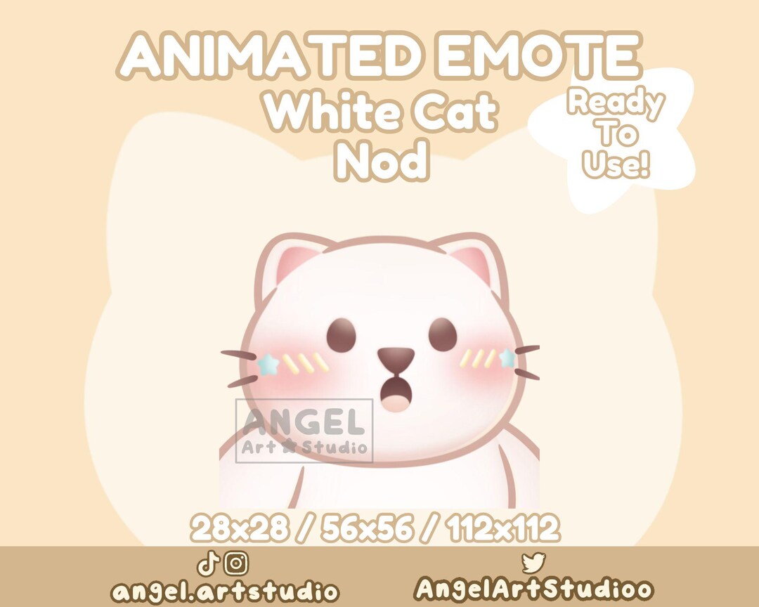 Animated White Cat Nodders | Nods Emote for Twitch, Discord, Youtube ...