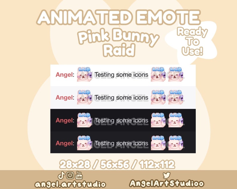Animated Pink Bunny Raid Emote for Twitch, Discord, Youtube - Etsy