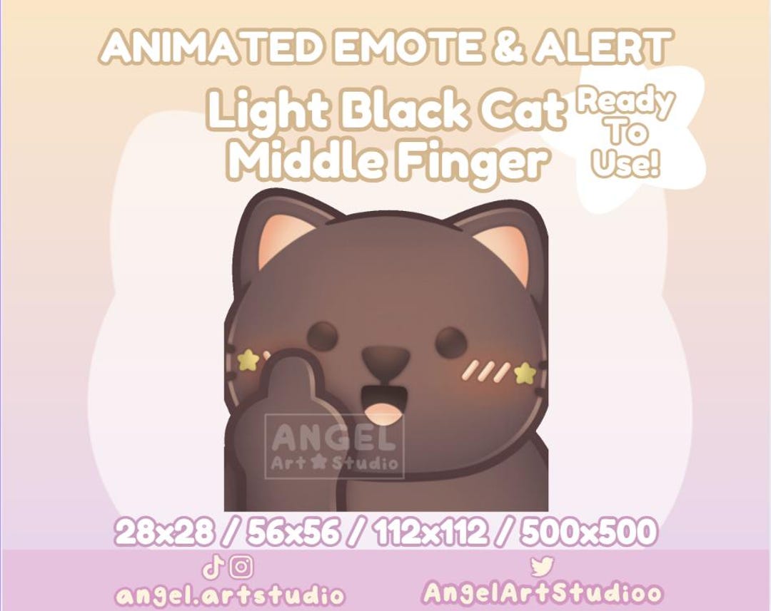 Animated Black Cat Middle Finger Emote and Alert for Twitch, Discord ...