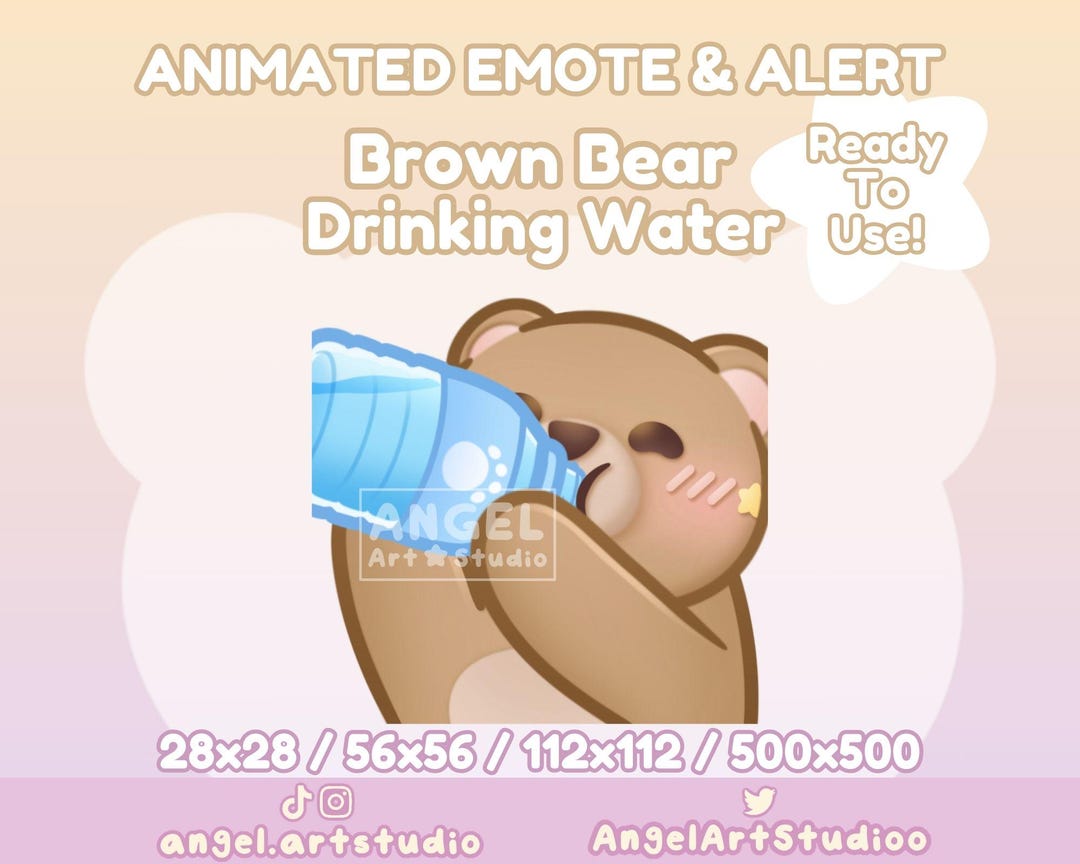 Animated Brown Bear Drinking Water | Sipping Bottle of H20 | Hydrate ...